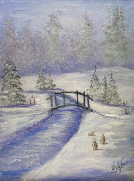 Winter Scene in the Country – Painting Tutorial – Art by Karen Wolfe