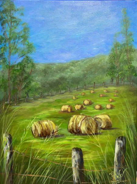 A Beautiful Field of Hay – Painting Tutorial – Art by Karen Wolfe
