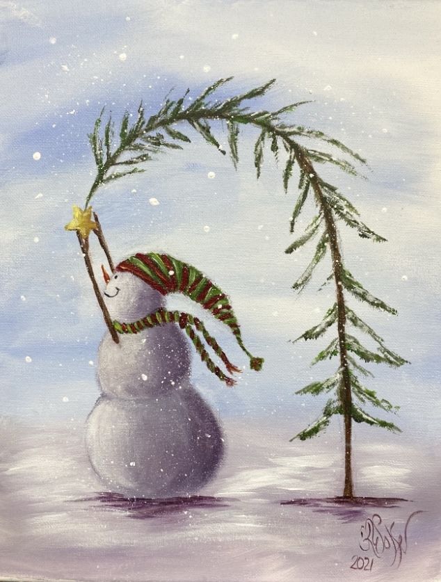 Reach for the Stars Snowman – Painting Tutorial – Art by Karen Wolfe